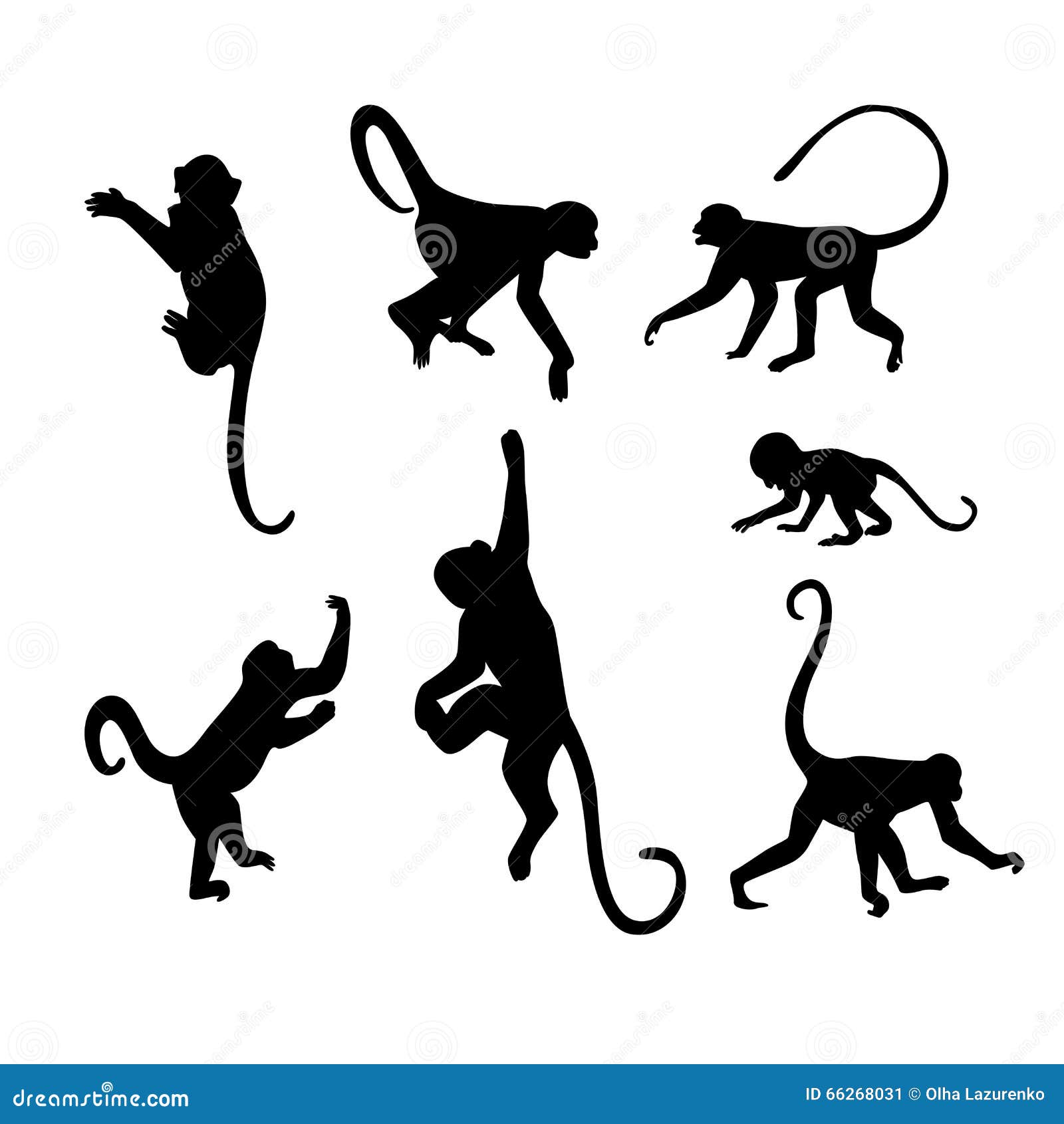 Monkey Silhouette Collection - Illustration Stock Illustration ...