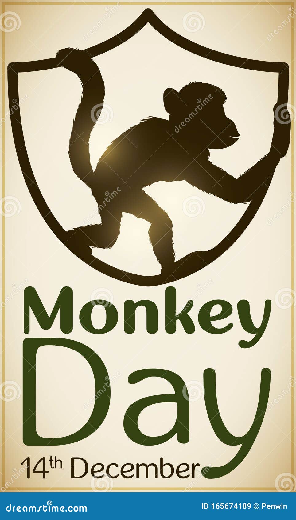 Monkey Silhouette Inside Shield Promoting Awareness during Monkey Day ...