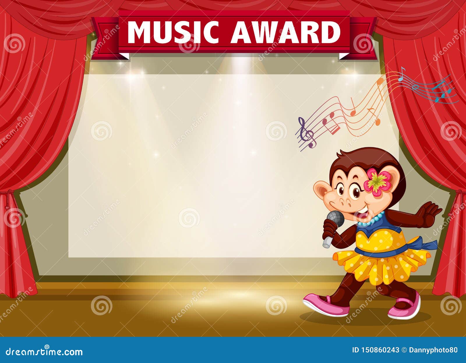 Monkey Singing On Jungle Vines Waving Cartoon Vector Illustration ...