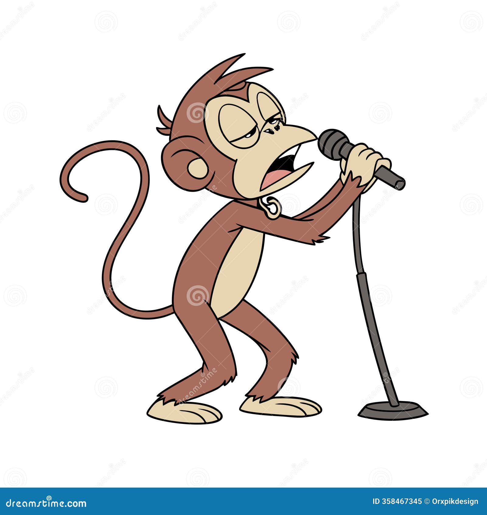 Monkey Singing On Jungle Vines Thumbs Up Cartoon Vector Illustration ...