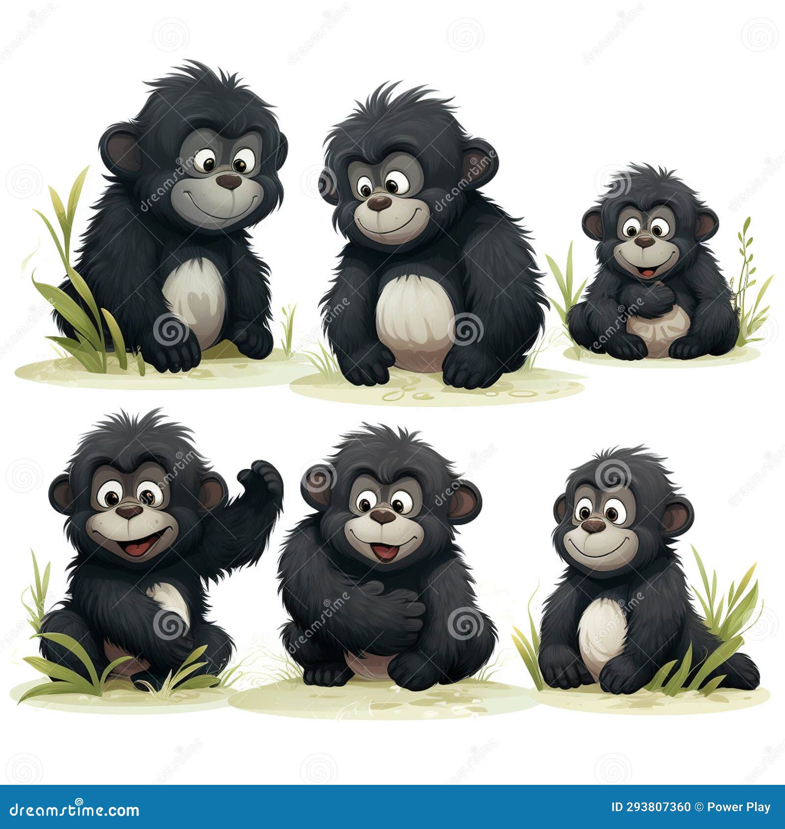 Monkey Sitting on the Grass with Different Emotions and Expressions ...