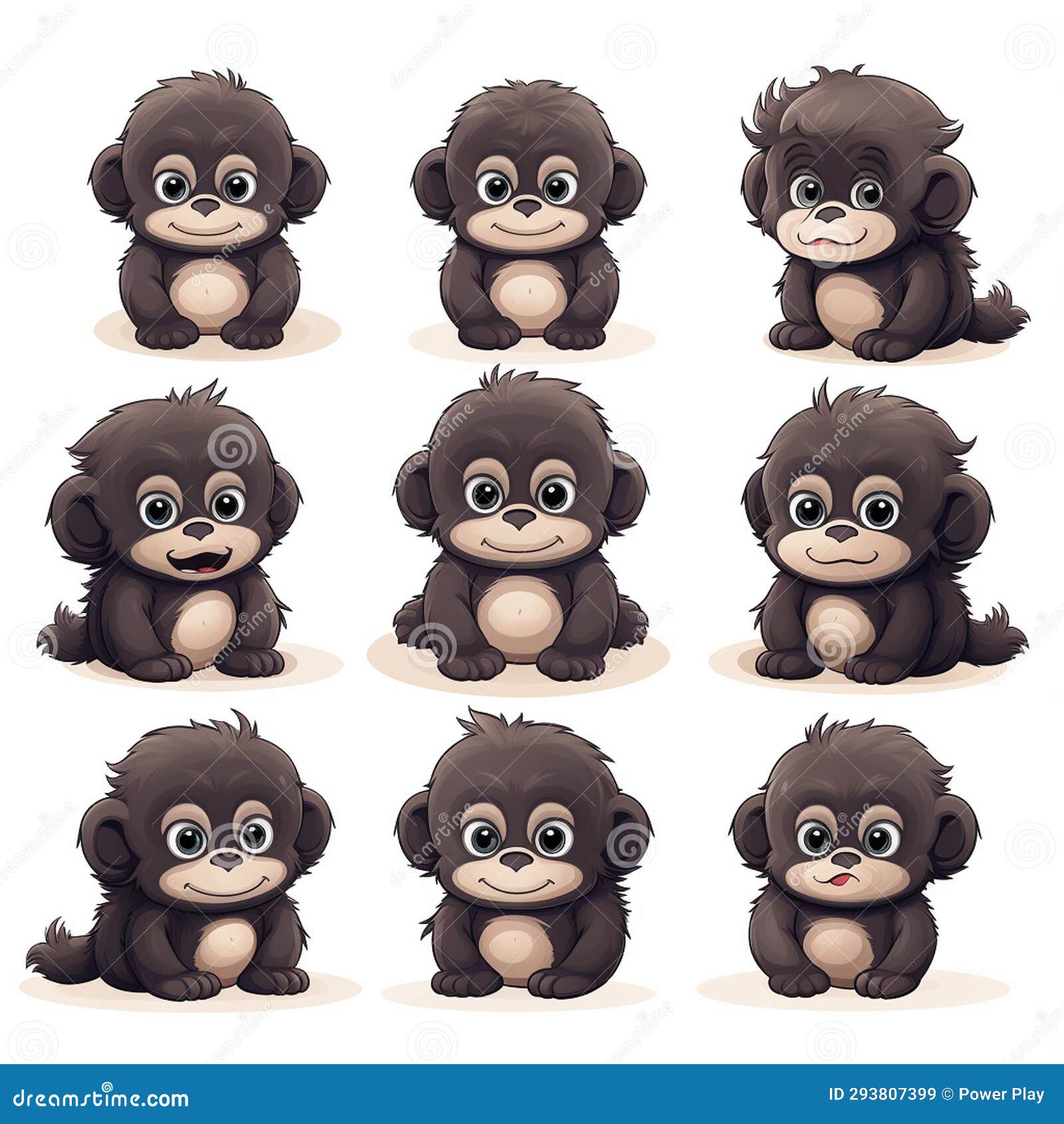 Monkey Sitting on the Grass with Different Emotions and Expressions ...