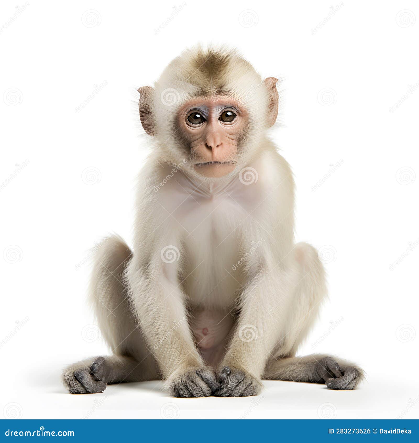 Monkey Sitting, Isolated on White Background, 3D Illustration. Stock ...