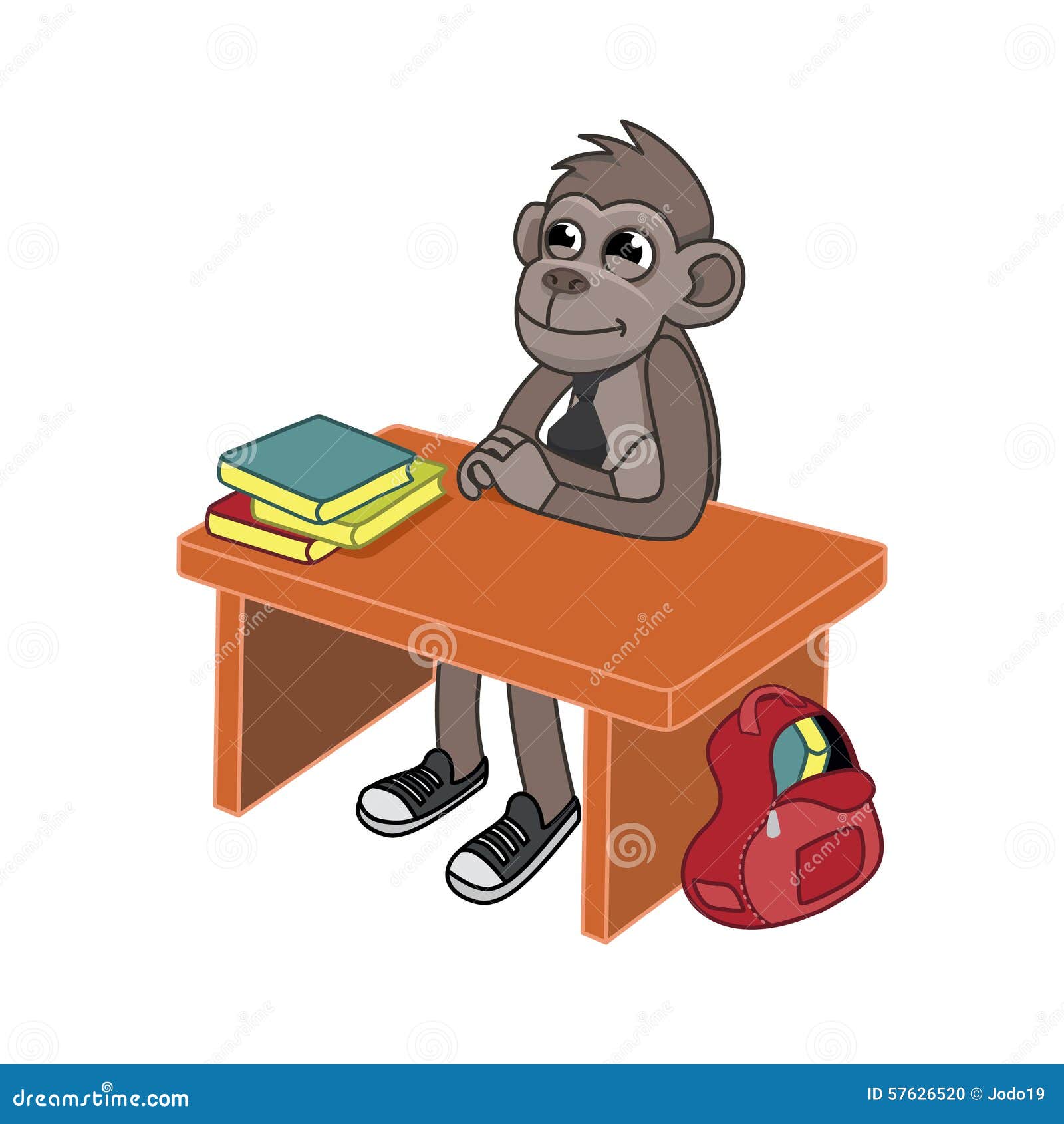 Monkey sitting at a table stock illustration. Illustration of drawing ...