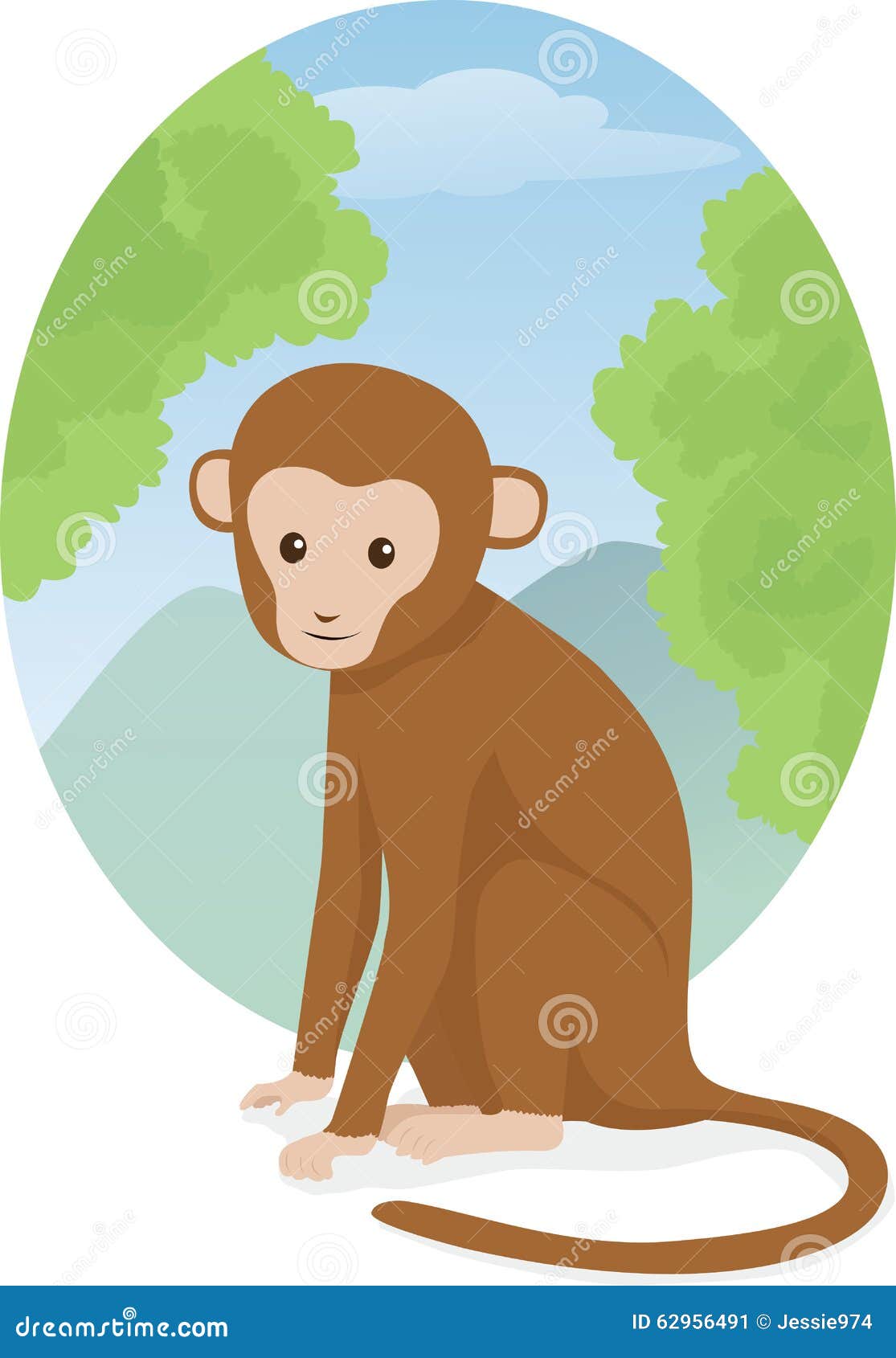 Monkey sitting stock vector. Illustration of mammal, wildlife - 62956491