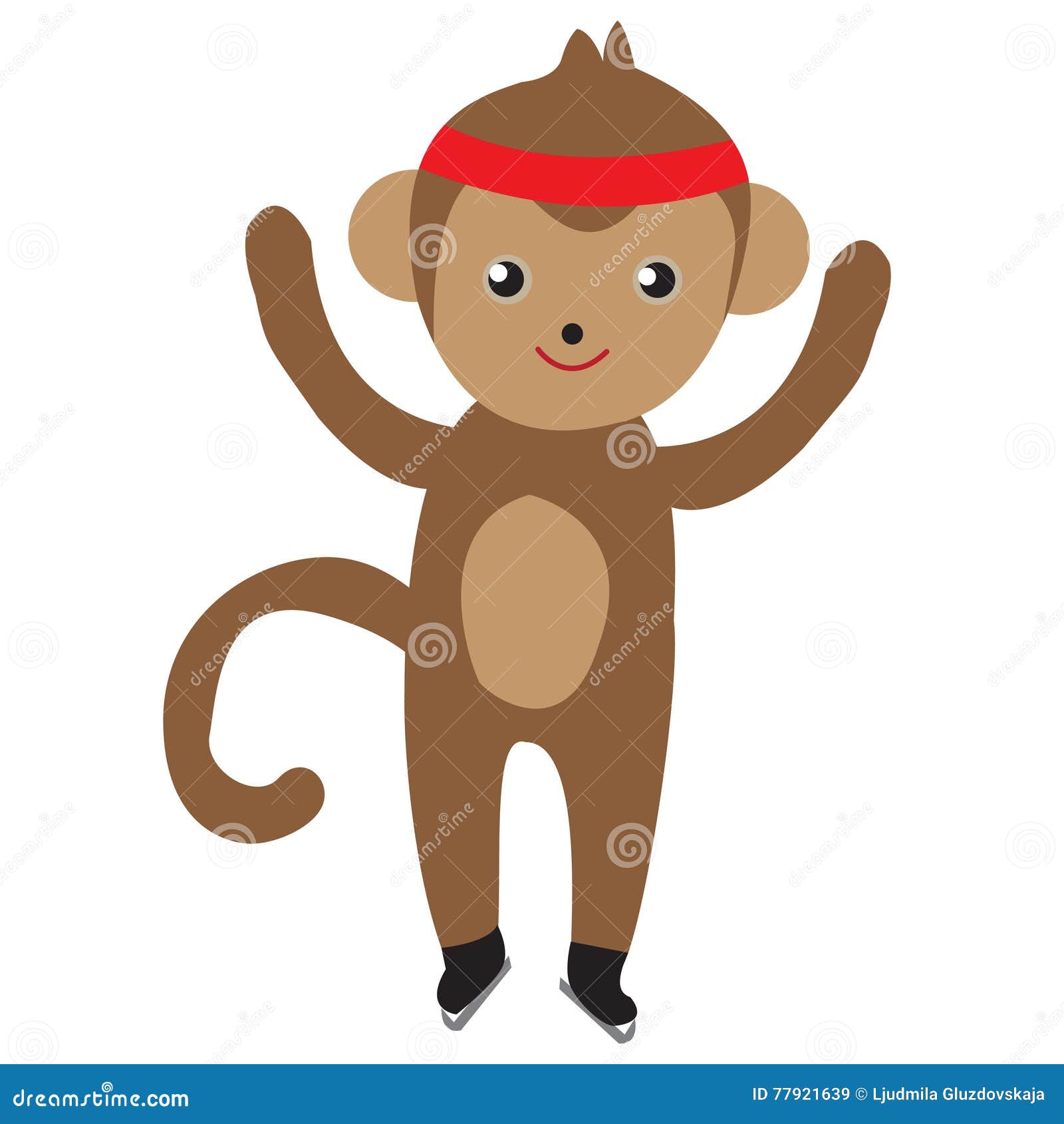 Monkey Skating, Figure Skating, Vector Illustration Stock Vector ...