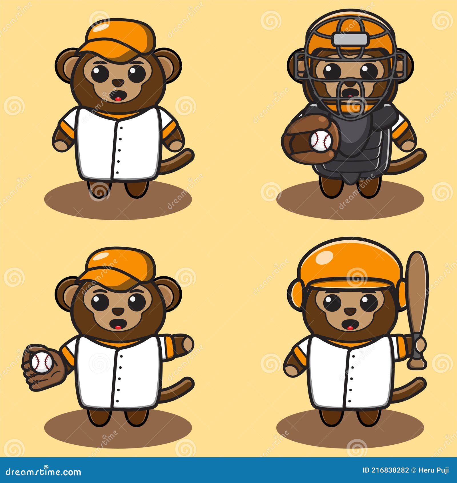 Vector Illustration Of Cute Monkey Baseball Cartoon. | CartoonDealer ...
