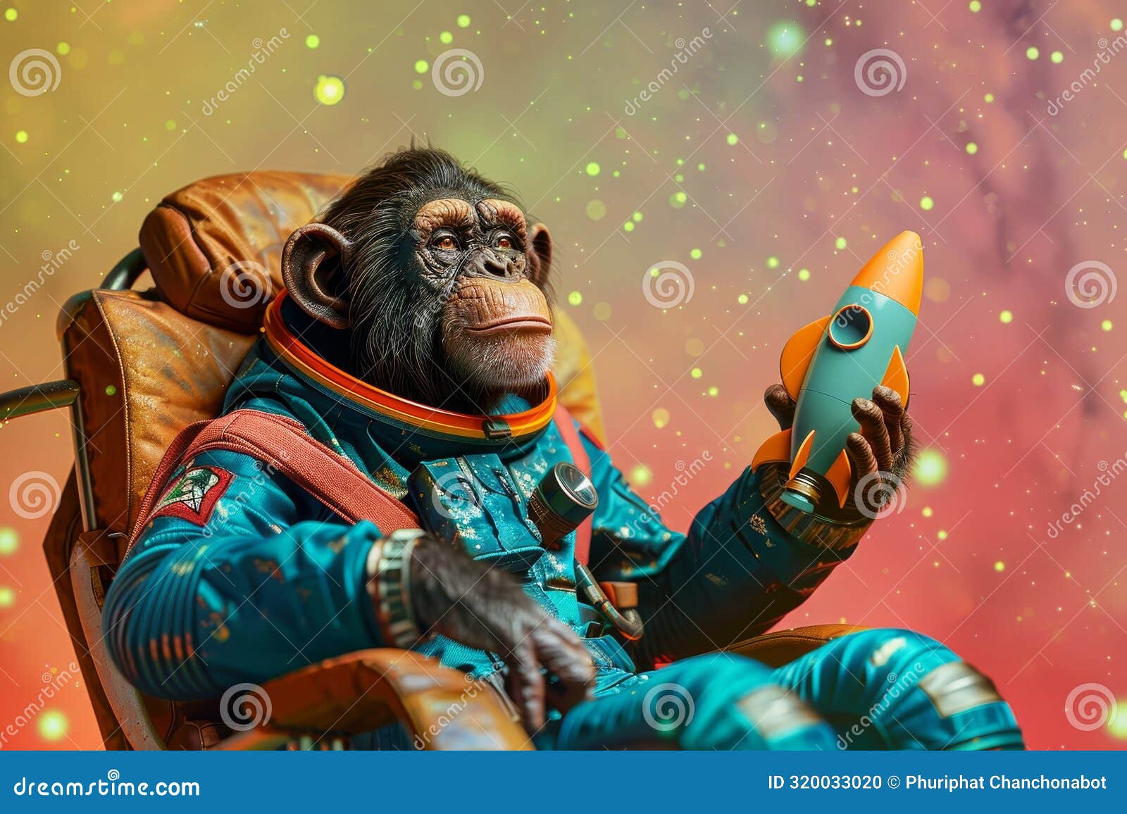 Monkey in a Space Suit in a Fantasy Concept. with Generative AI Stock ...