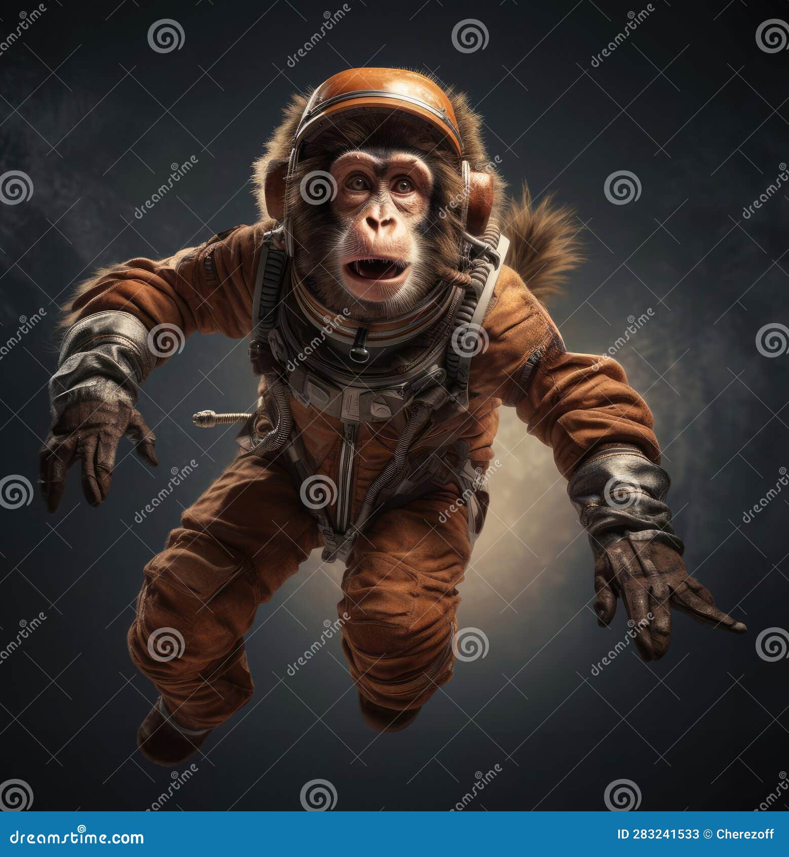 Monkey in Space Suit in Space Stock Image - Image of chimpanzee ...