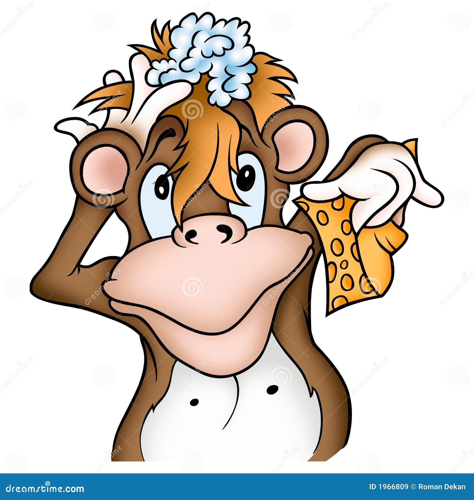 Monkey and sponge stock illustration. Illustration of drawing - 1966809