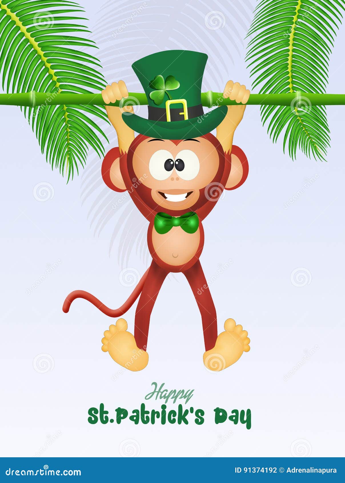 Monkey for St.Patrick`s Day Stock Illustration - Illustration of ...