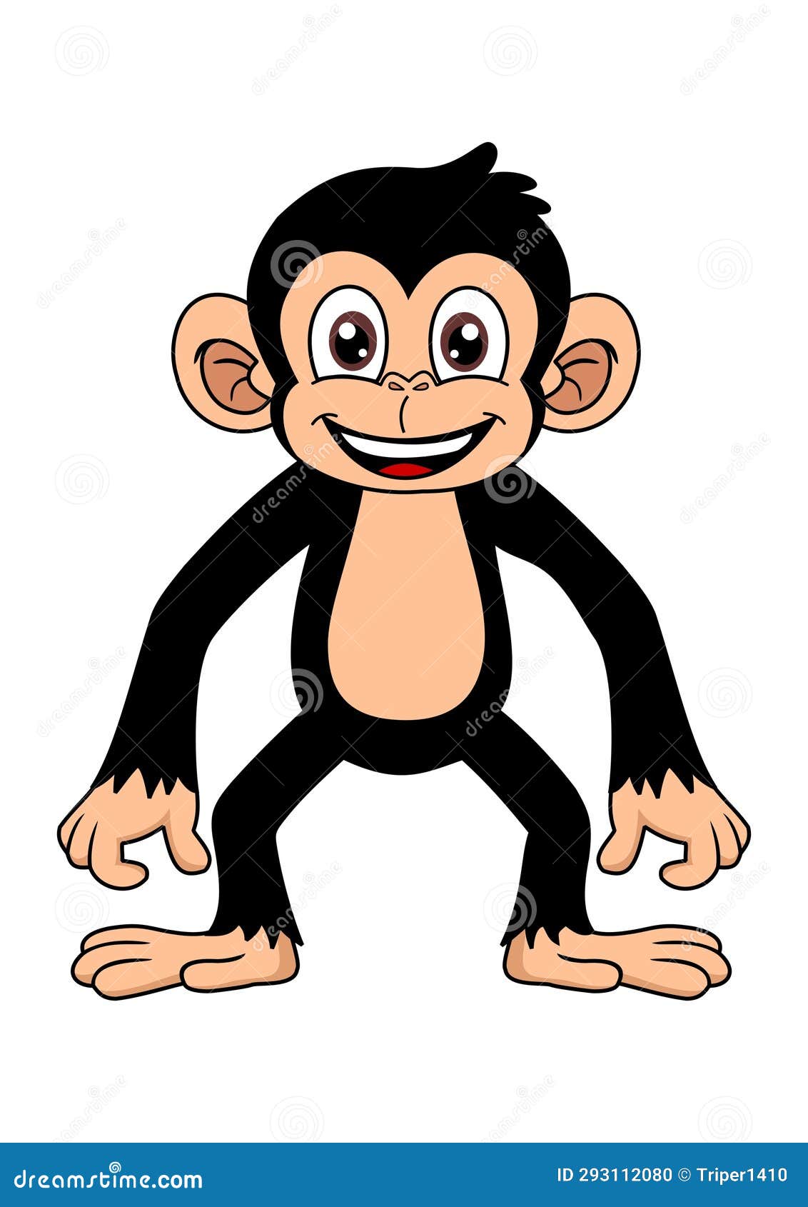 Monkey Standing Vector Cartoon Illustration Stock Illustration ...