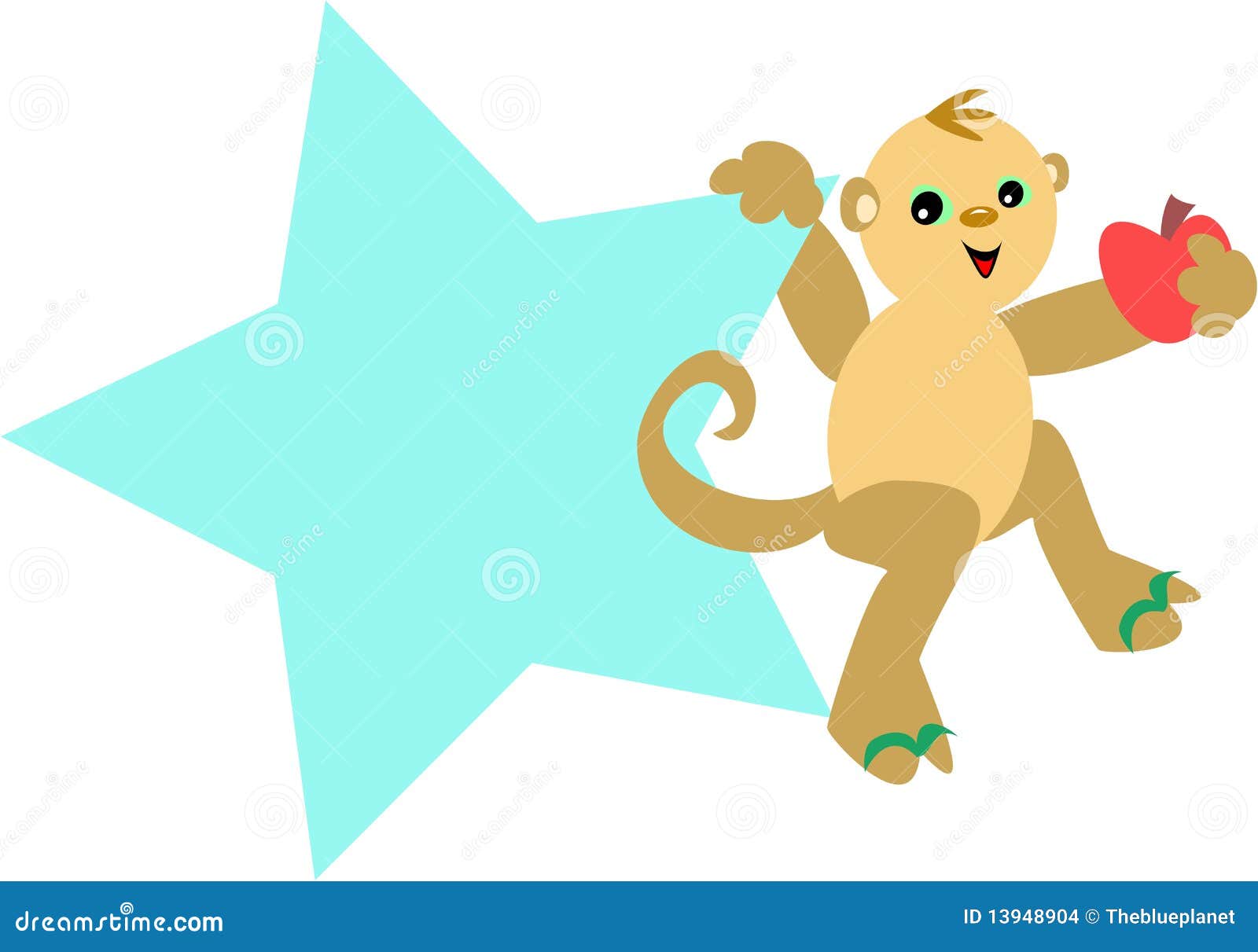 Monkey Star stock vector. Illustration of whimsical, cute - 13948904