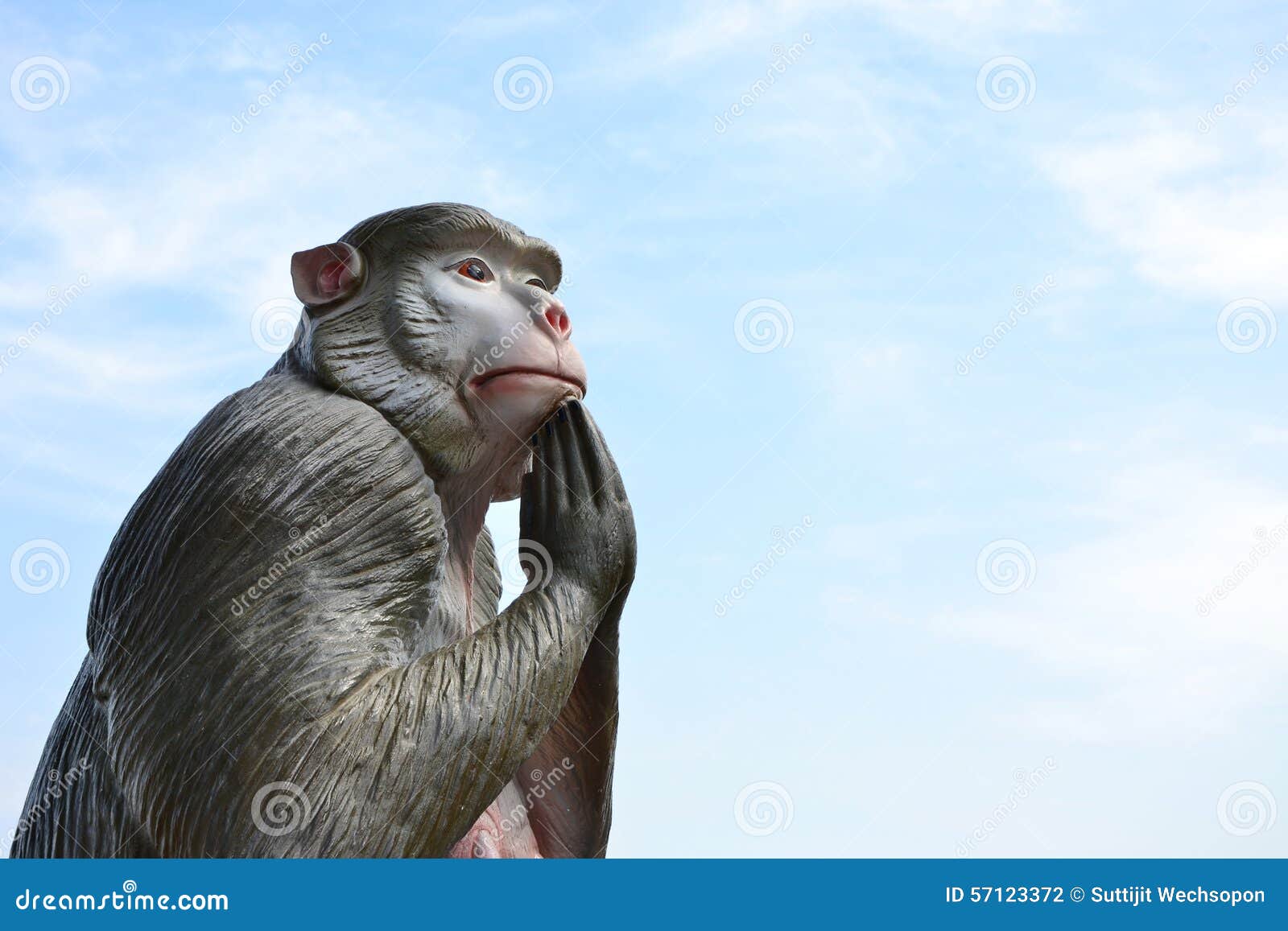 Monkey Statue with Hands Clasped Stock Photo - Image of meditation ...