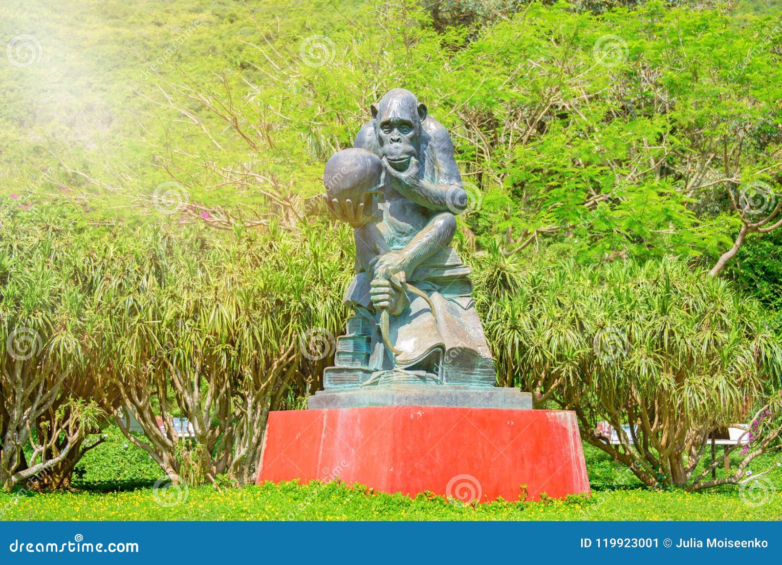 Monkey Statue Made of Stone, in the Pose of Sensible Over the Human ...