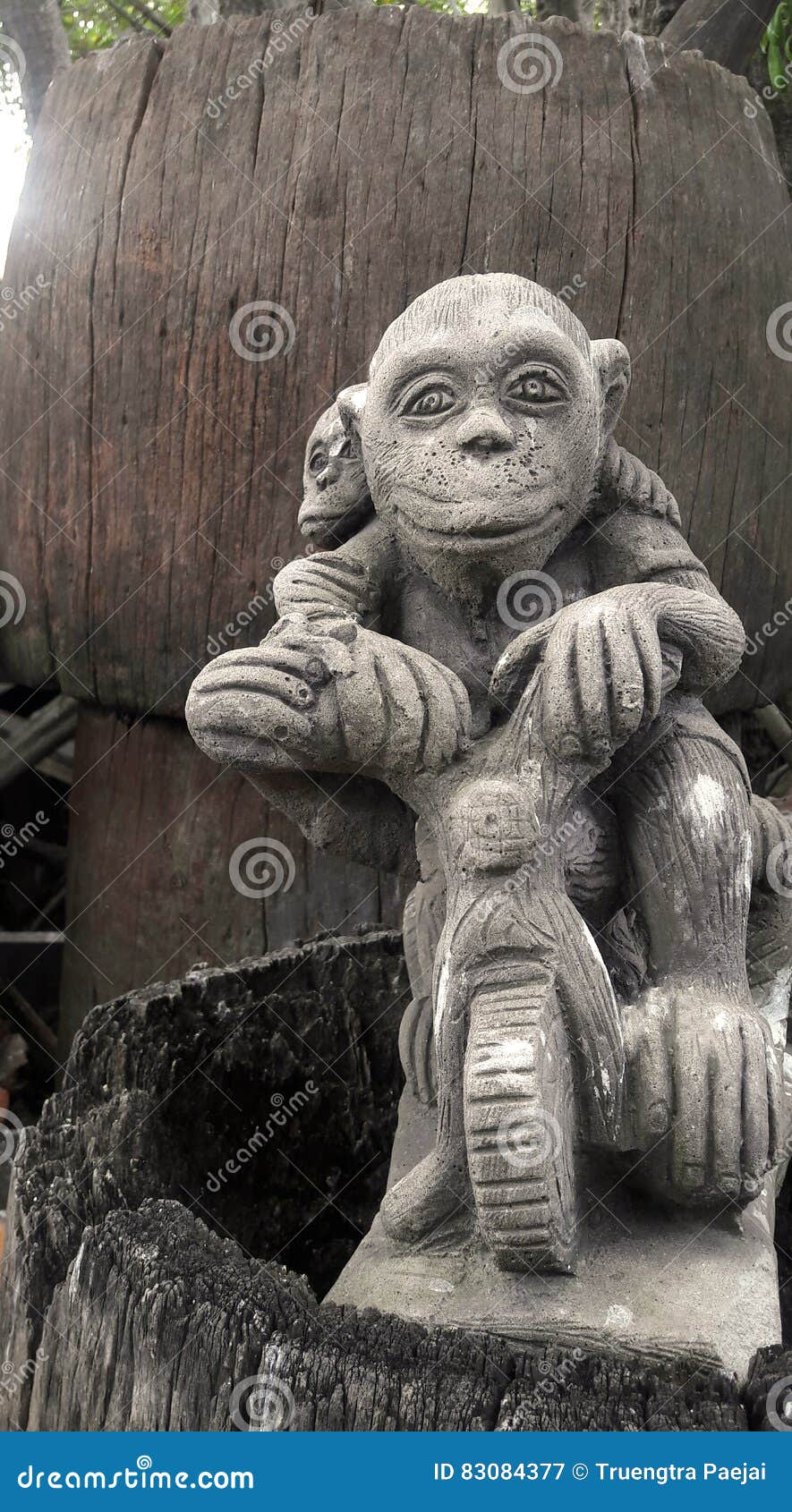 Monkey Statue Welcome To The Edge Of The Dam. Stock Image ...