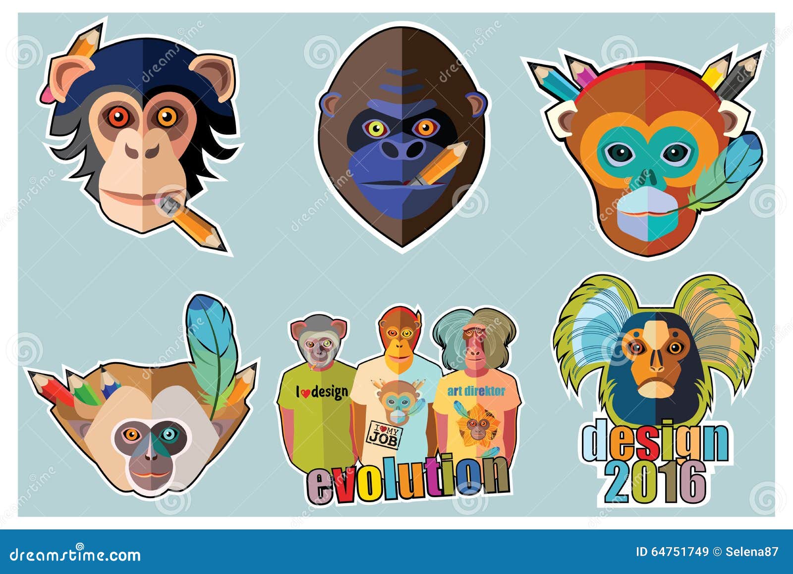 Monkey Stickers and Monkey Sticker Designs Stock Illustration ...