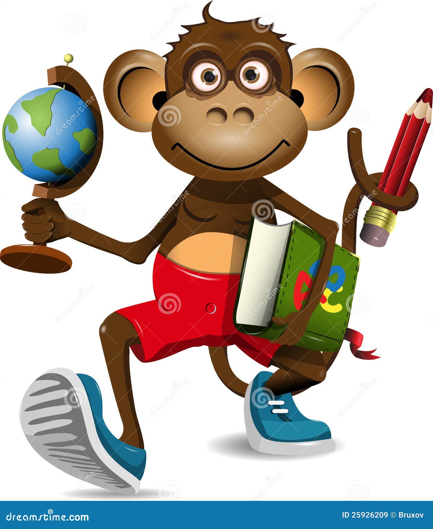Monkey student stock vector. Illustration of character - 25926209