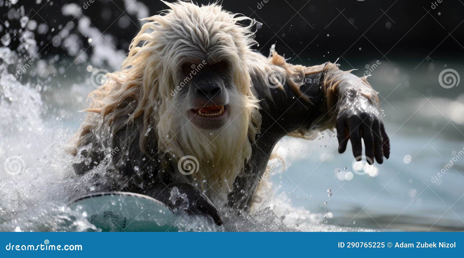 A monkey swimming in water stock illustration. Illustration of wildlife ...