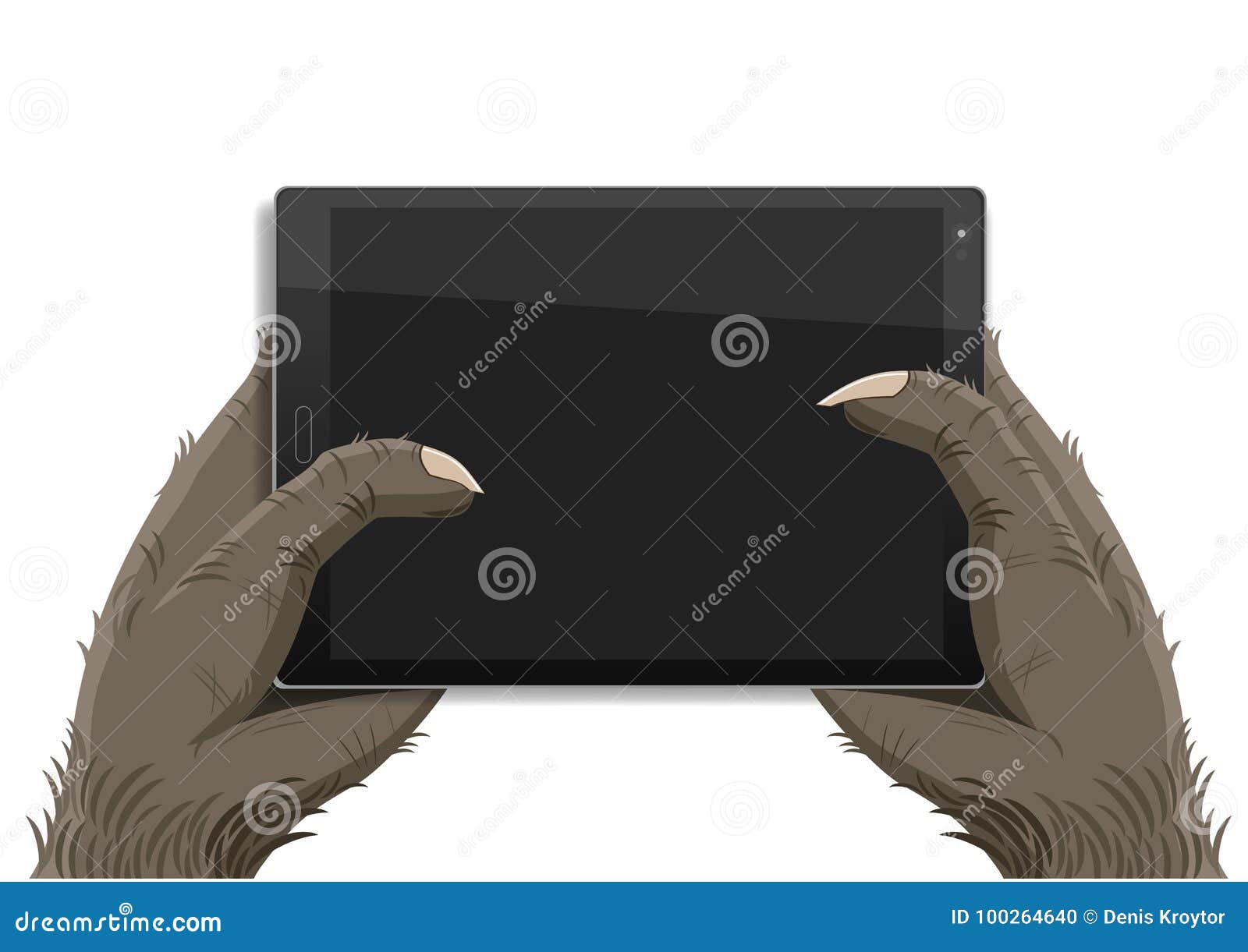 Monkey with a tablet stock vector. Illustration of smartphone - 100264640