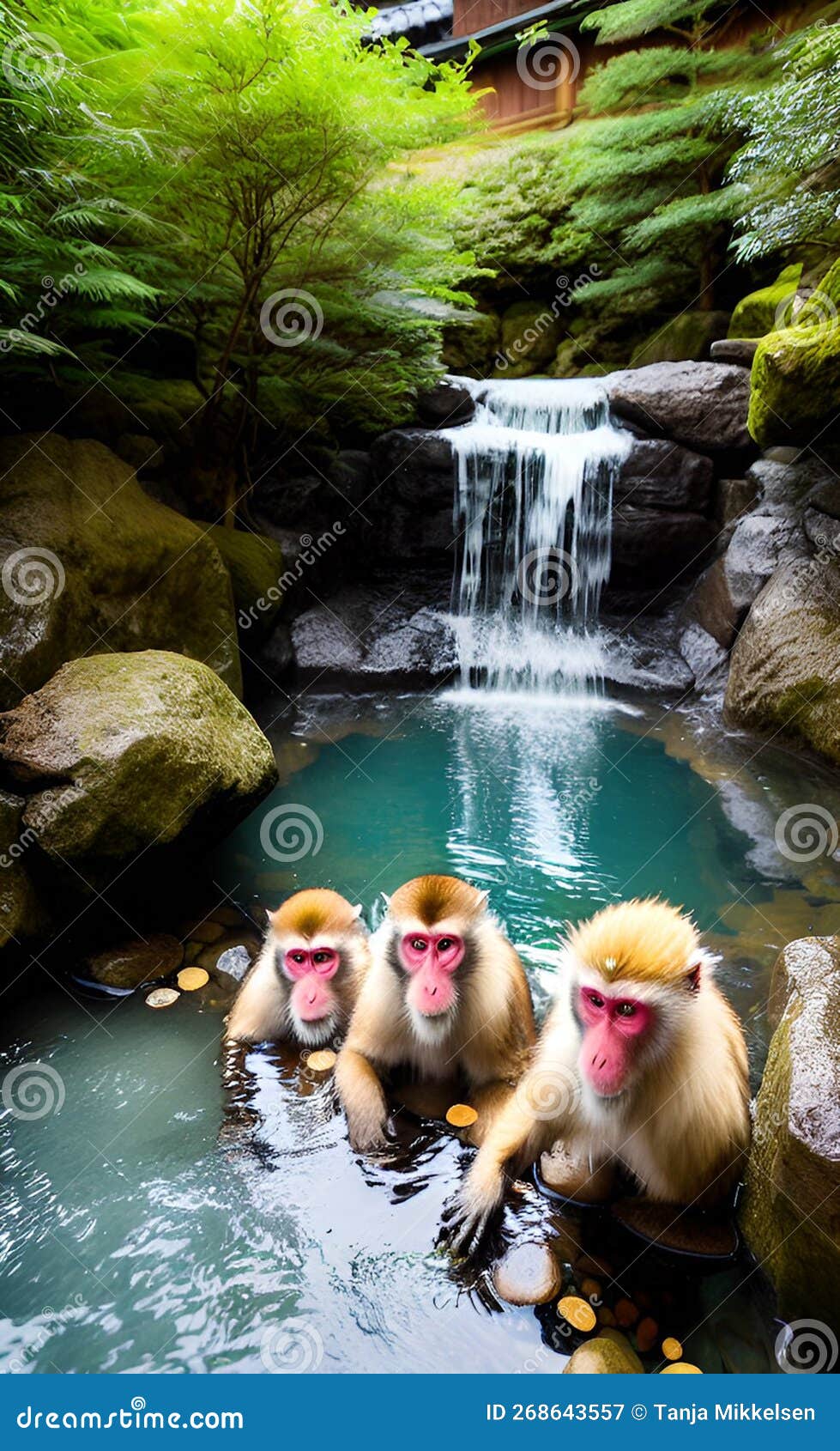 Monkey taking a bath stock illustration. Illustration of stream - 268643557
