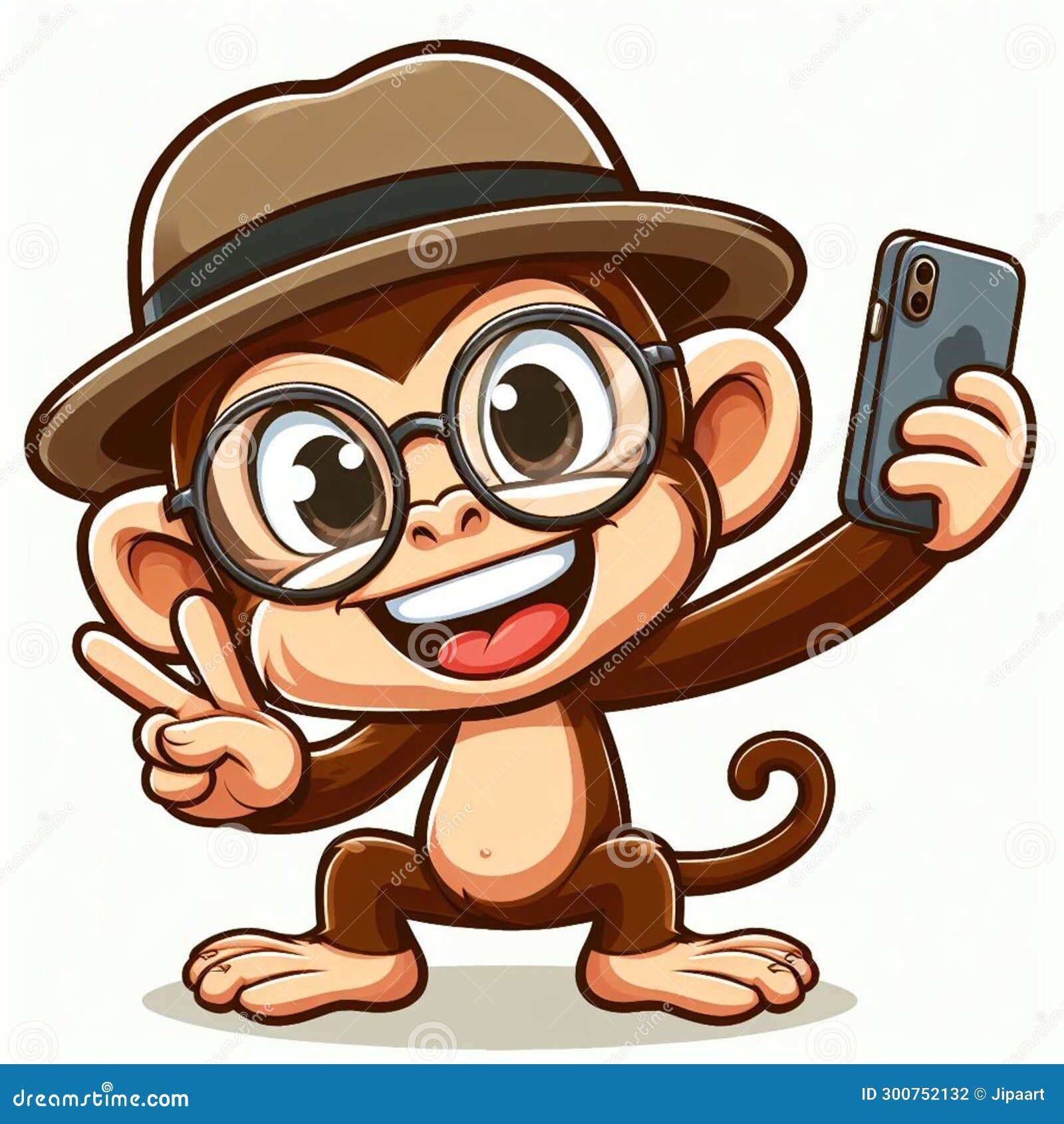 Monkey taking selfie stock illustration. Illustration of font - 300752132