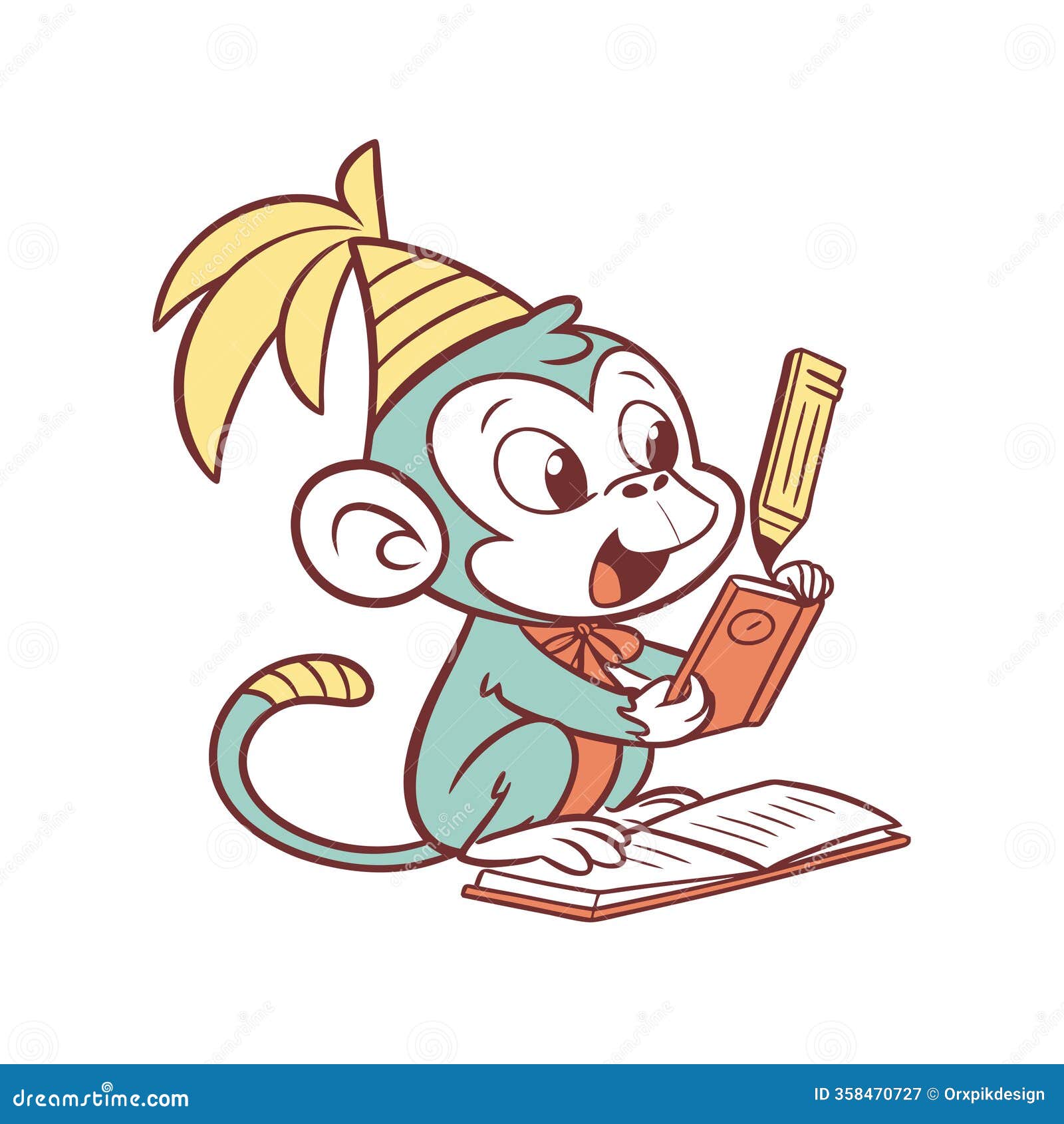 Monkey in Teaching Role stock illustration. Illustration of dynamic ...