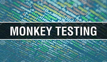 Monkey Testing Text Written on Programming Code Abstract Technology ...
