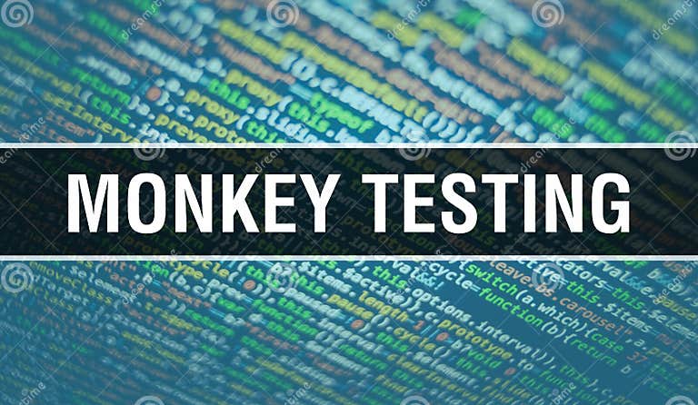 Monkey Testing Text Written on Programming Code Abstract Technology ...