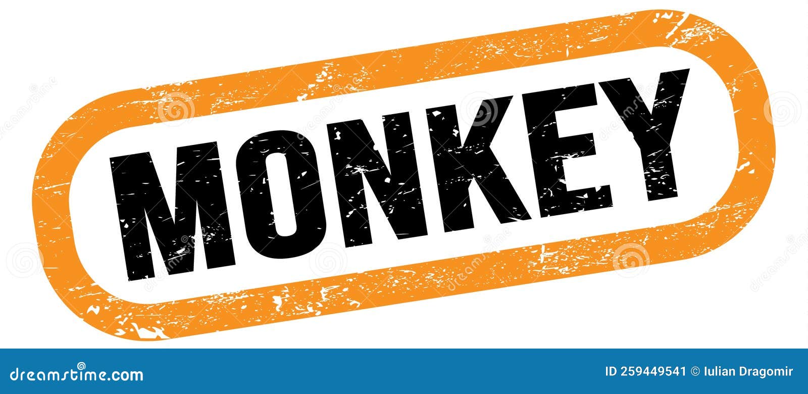 MONKEY, Text Written on Orange-black Stamp Sign Stock Illustration ...