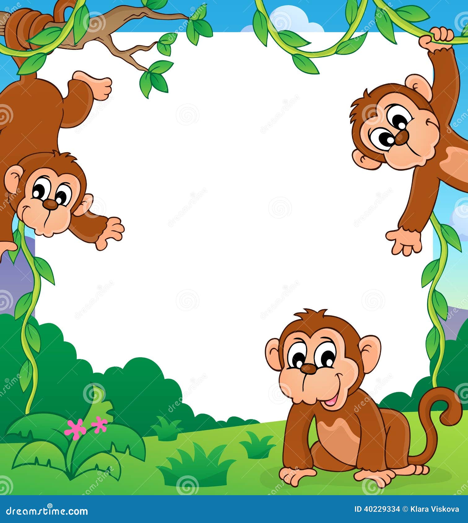 Monkey Thematic Frame 1 Stock Vector - Image: 40229334