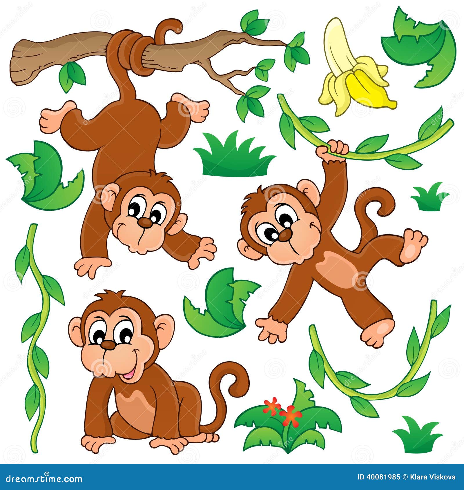 Monkey Theme Image 2 Cartoon Vector | CartoonDealer.com #131387513