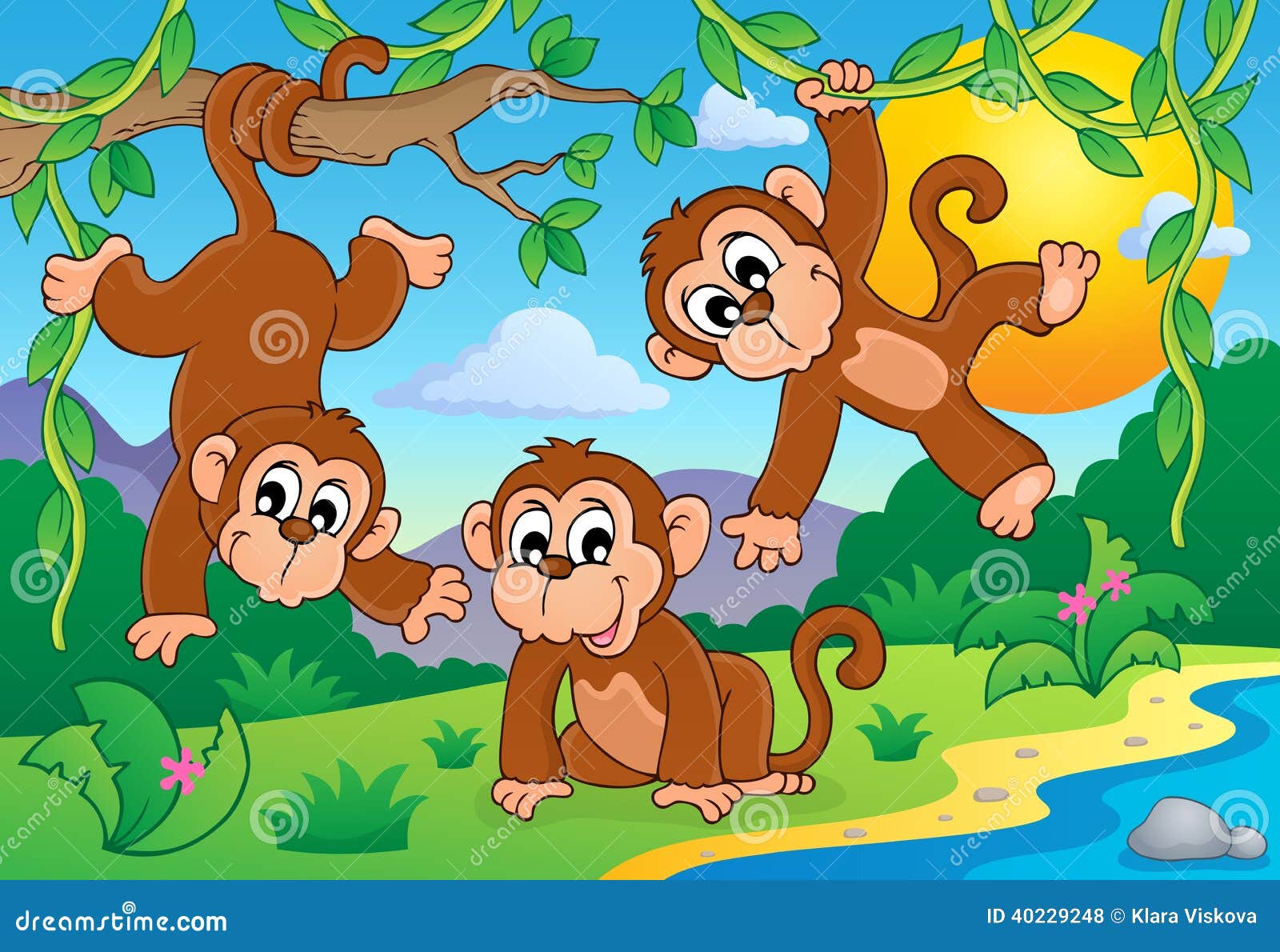Monkey Theme Image 2 Cartoon Vector | CartoonDealer.com #131387513