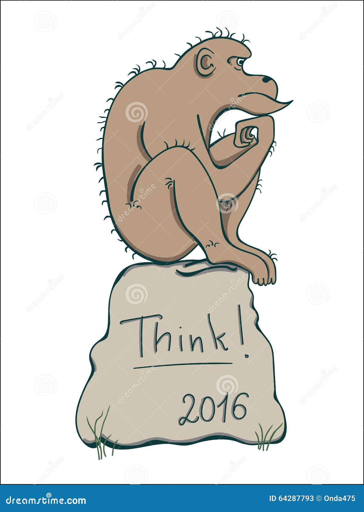 Monkey in thinker Pose. stock vector. Illustration of celebration ...
