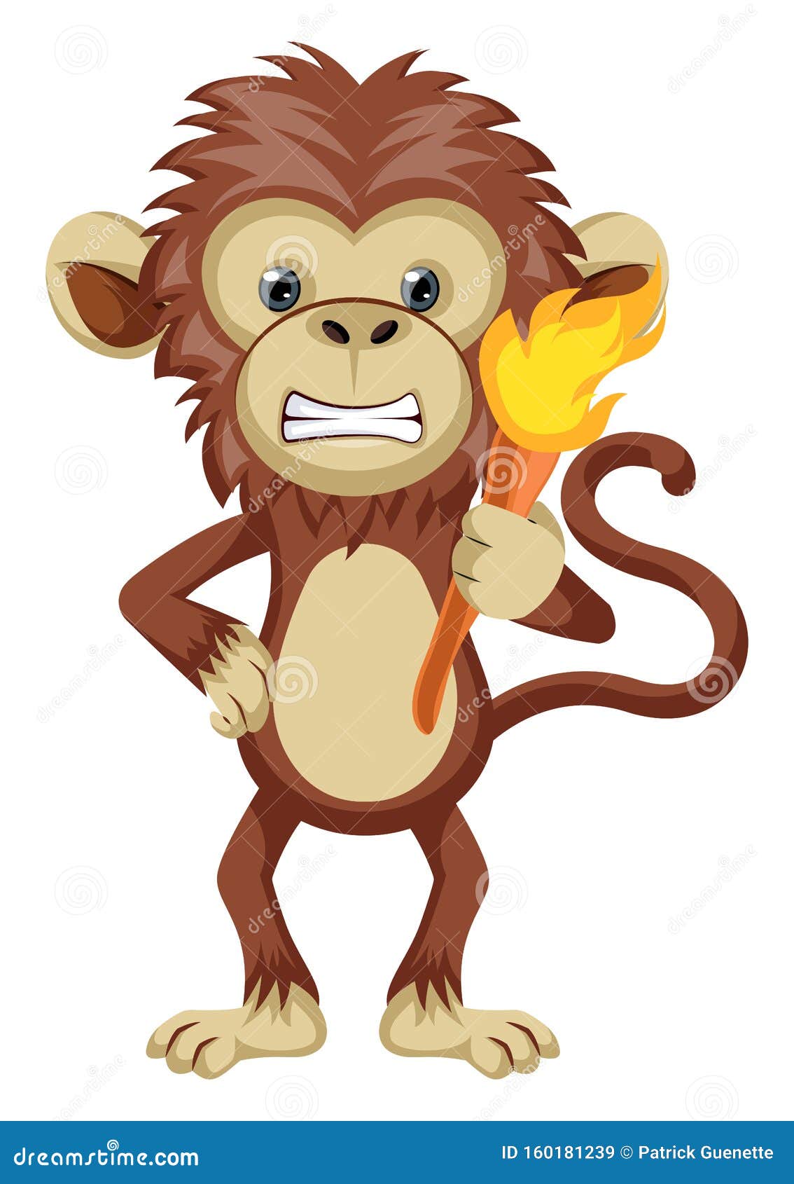 Monkey with Torch, Illustration, Vector Stock Vector - Illustration of ...