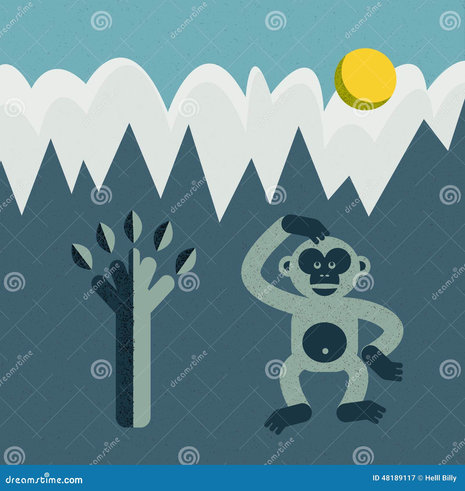 Monkey and tree stock vector. Illustration of baby, design - 48189117