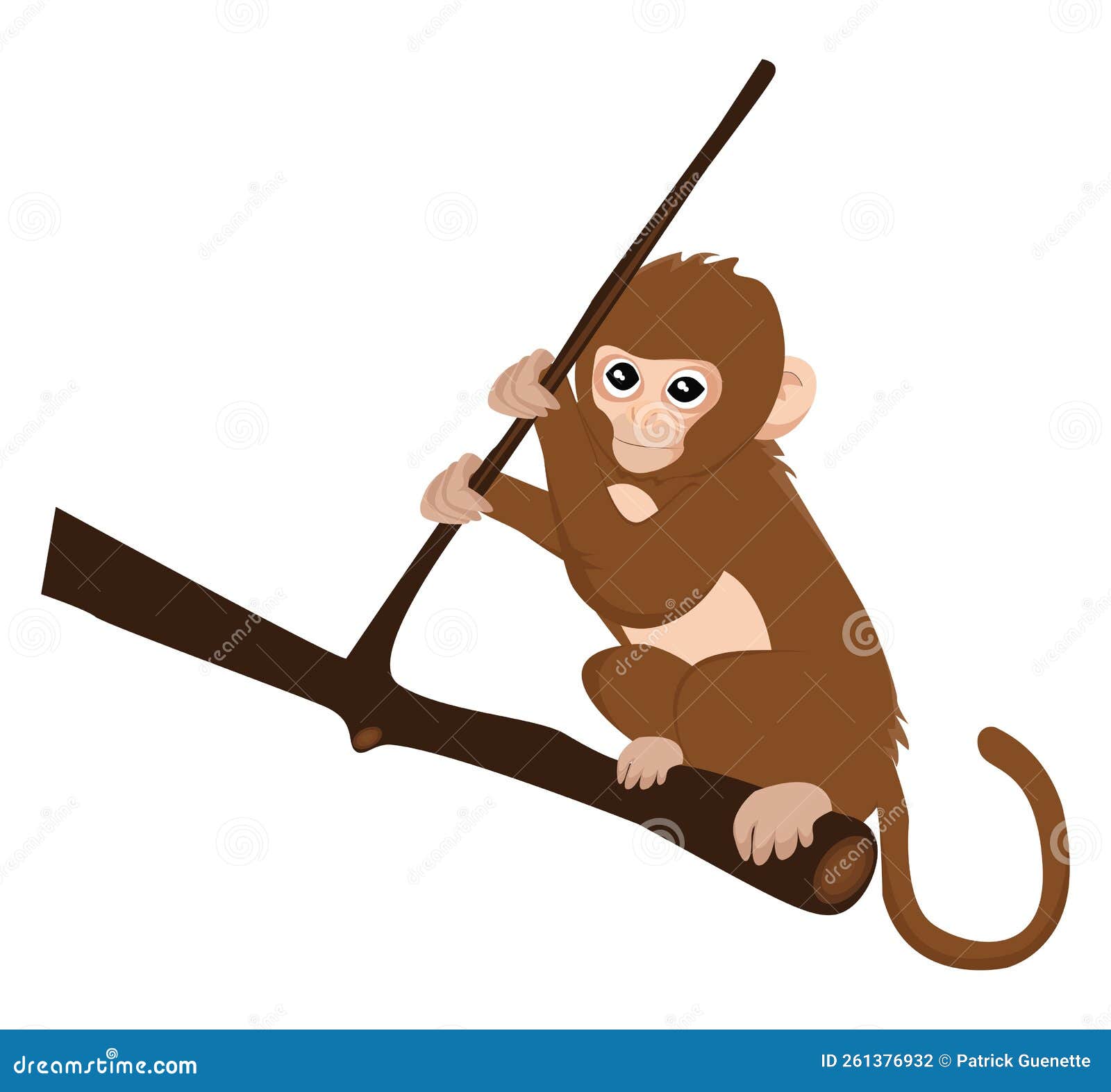 Monkey on the tree, icon stock vector. Illustration of vector - 261376932