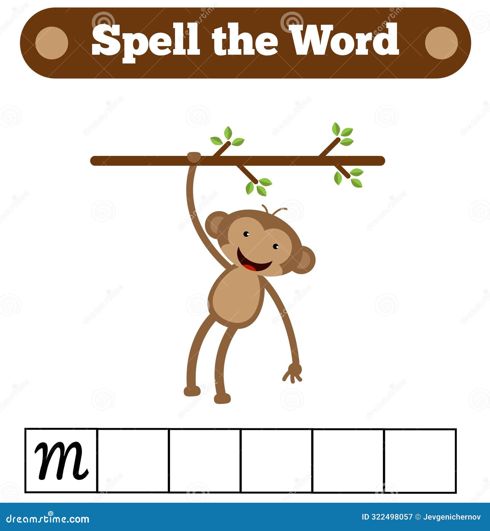Monkey on a Tree Spell the Word Game for Children Stock Illustration ...