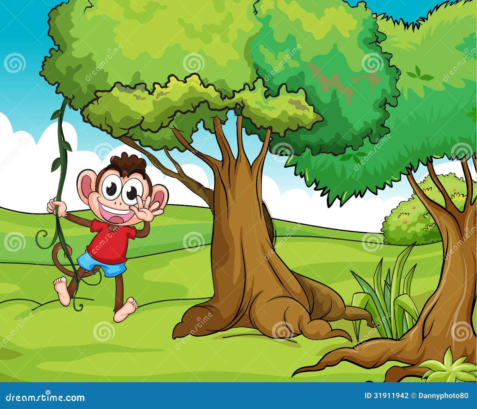 Monkey and trees stock vector. Illustration of leafy - 31911942