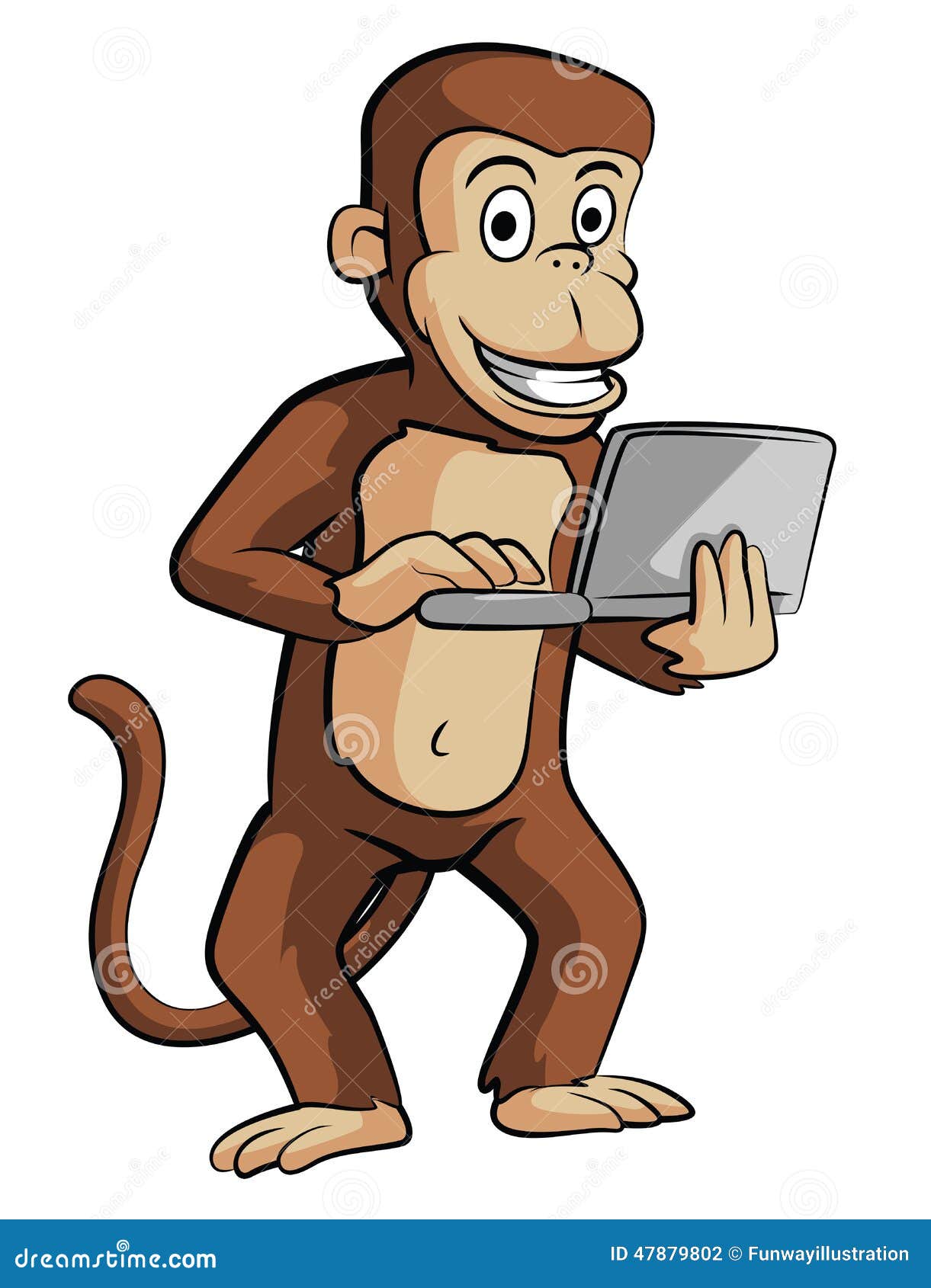 Monkey Using Laptop stock vector. Illustration of ideas - 47879802