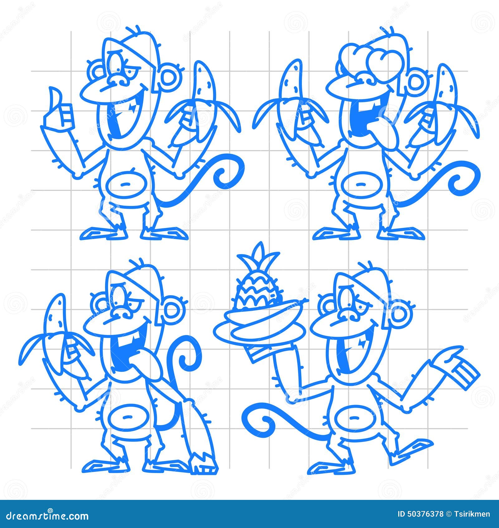 Monkey in Various Poses Doodle Stock Vector - Illustration of monkey ...