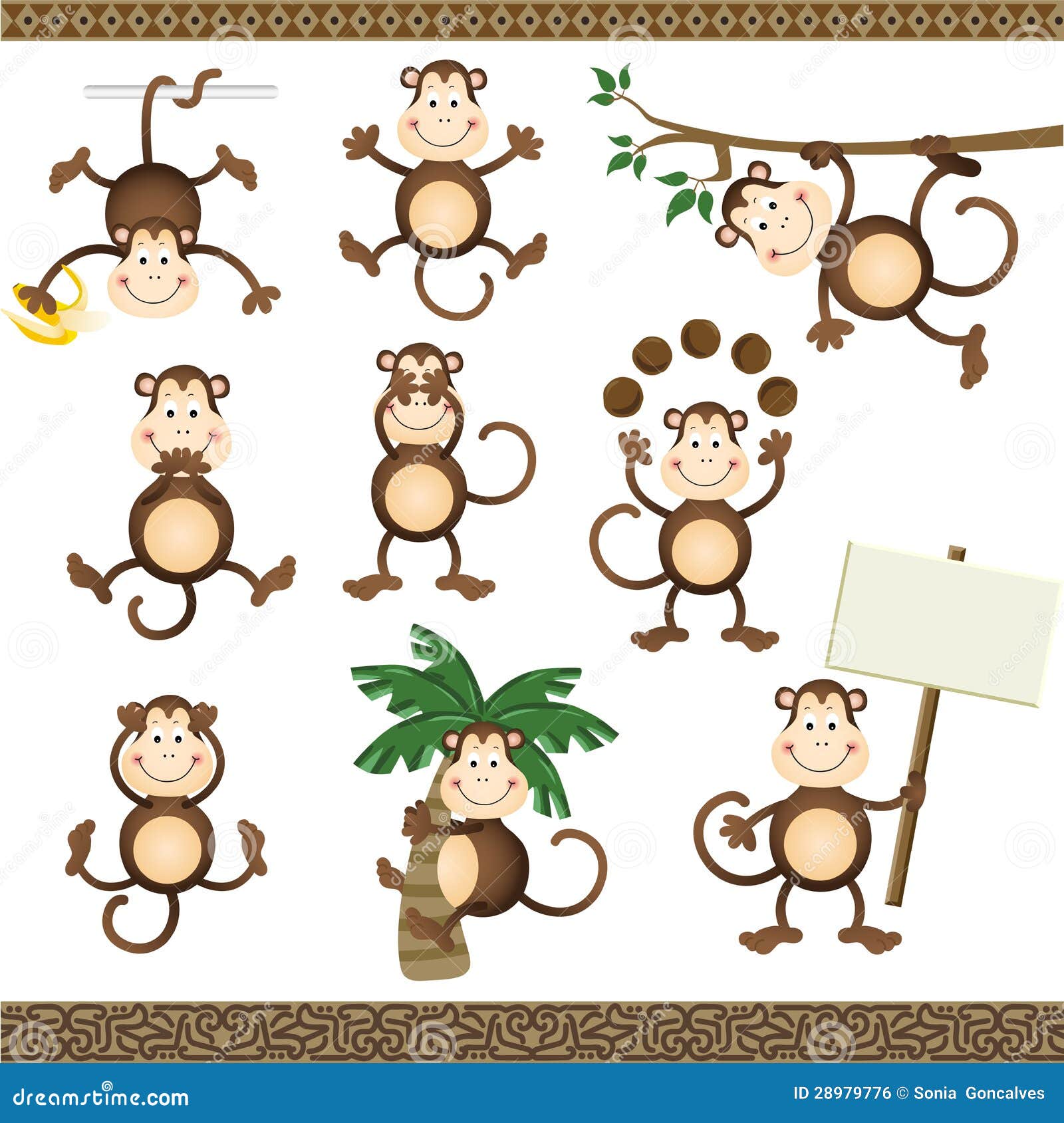 Monkey in Varying Positions Stock Vector - Illustration of forest ...
