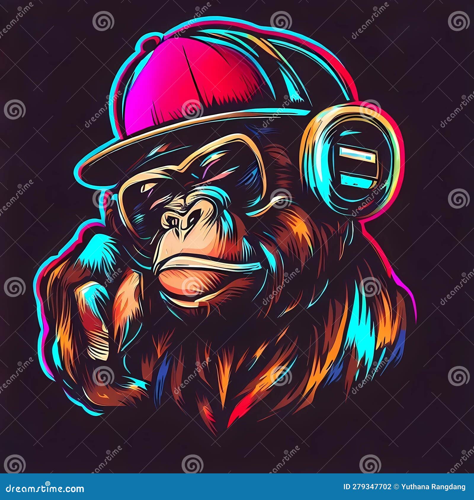 Monkey Representing Hip Hop Music Stock Illustration - Illustration of ...