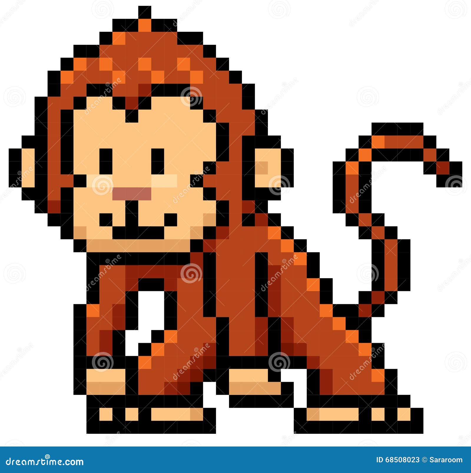 Monkey Pixel Art Safari Animal Video Game Cartoon | CartoonDealer.com ...