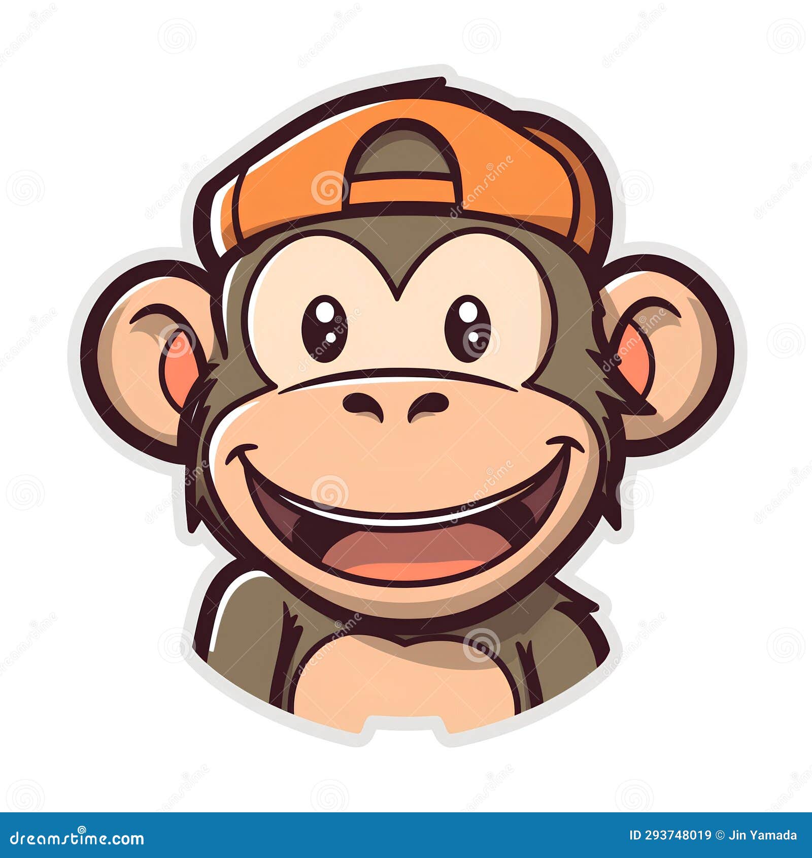 Monkey Vector Illustration. Cute Cartoon Monkey in a Cap Stock ...