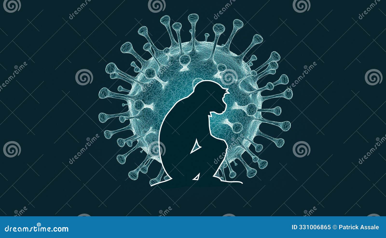 Monkey and Virus Particles Representing Monkeypox. Generative Ai Stock ...