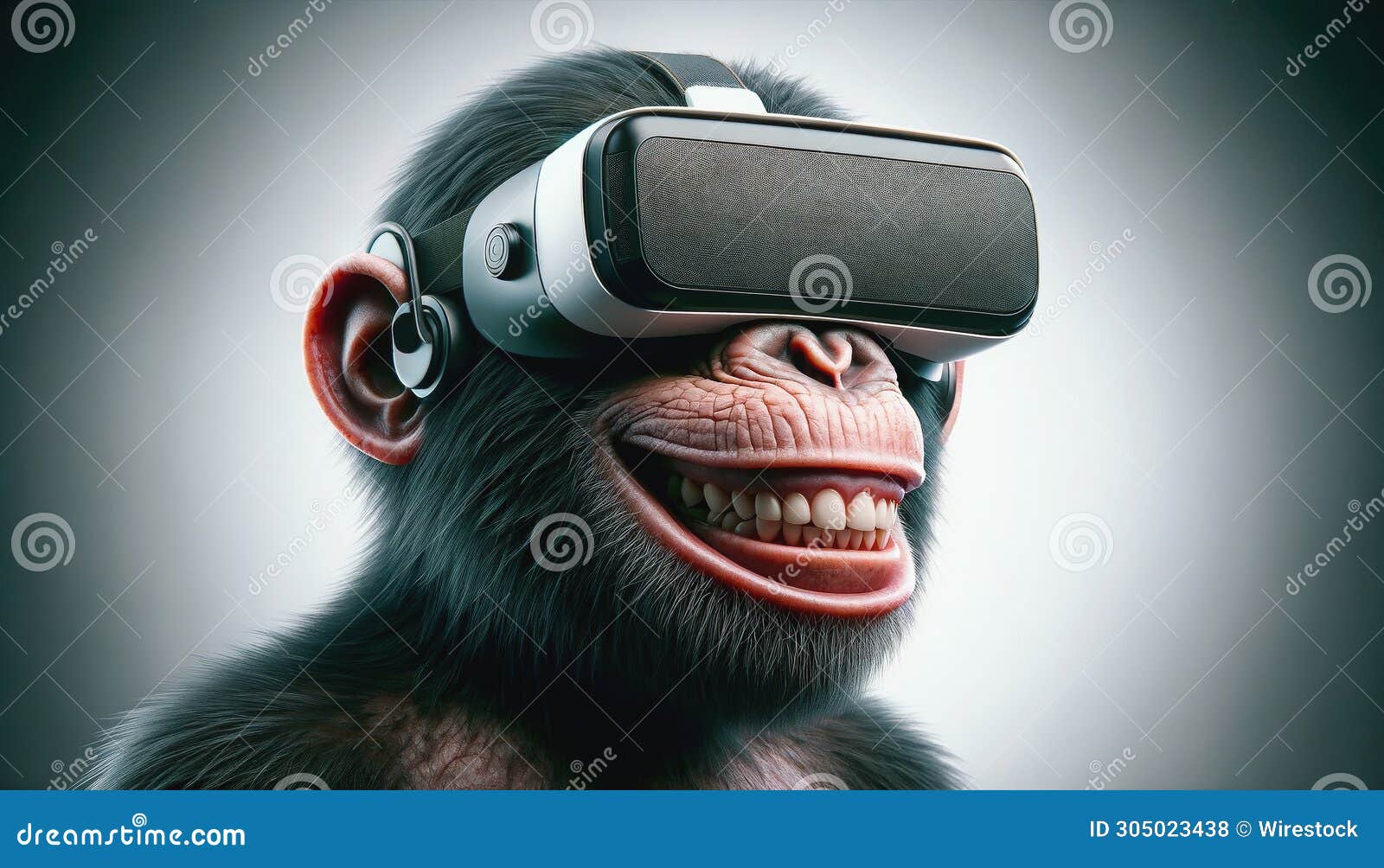 Monkey with a VR Headset, Exuding Joy and Playfulness, AI-generated ...