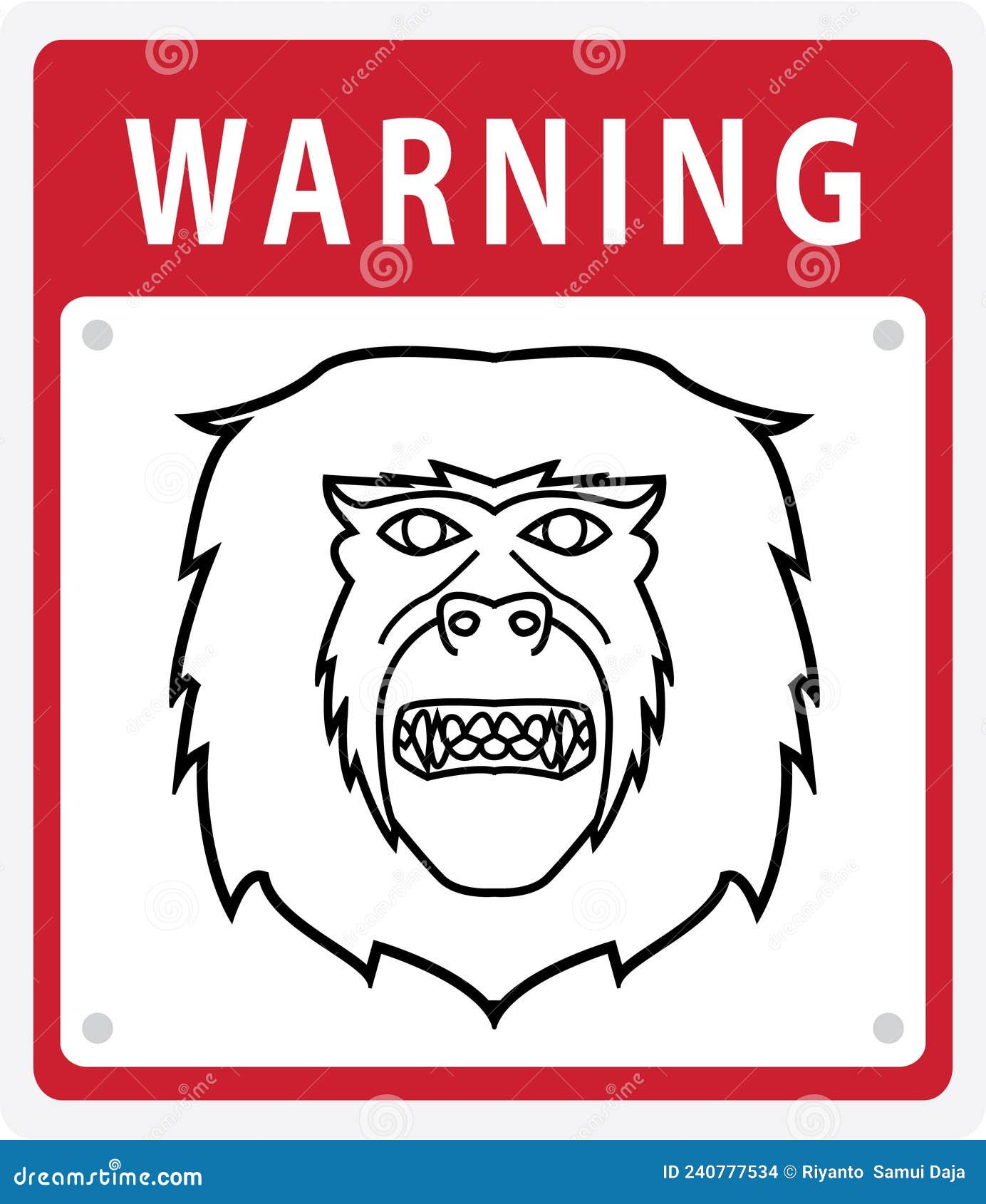 Monkey Warning Sign Red. Primacy Of Hazard Attention Symbol. Dan ...