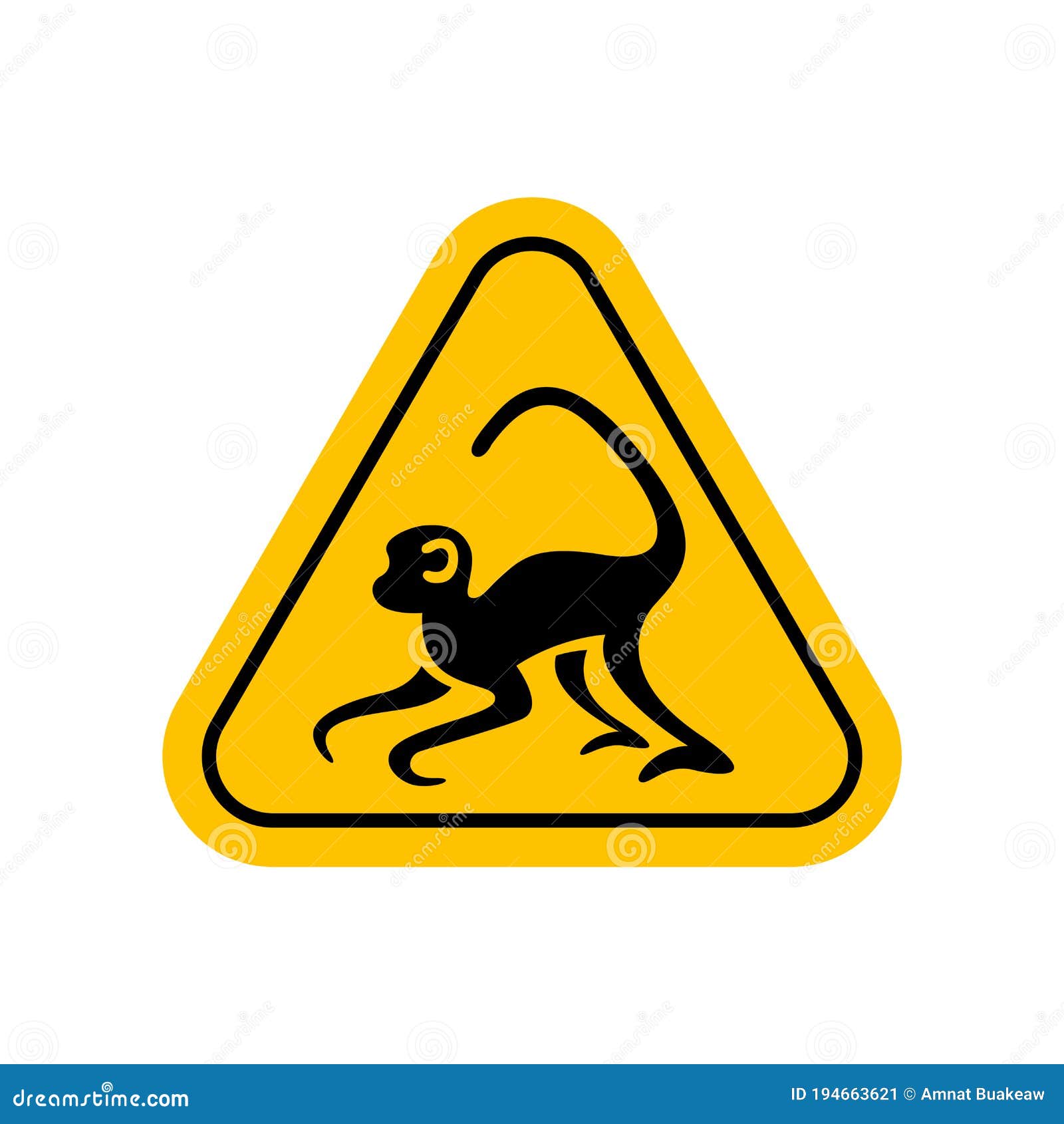 Monkey Warning Sign, Caution Monkey Sign Yellow, Monkey Hazard Symbol ...