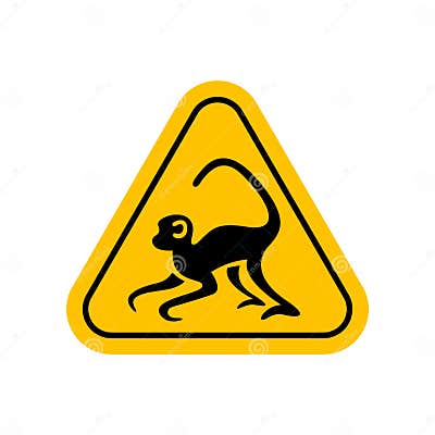 Monkey Warning Sign, Caution Monkey Sign Yellow, Monkey Hazard Symbol ...
